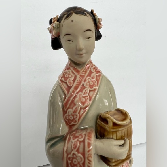 Art | Shiwan Ceramic Figurine Lady With Umbrella Statue 11 Signed ...